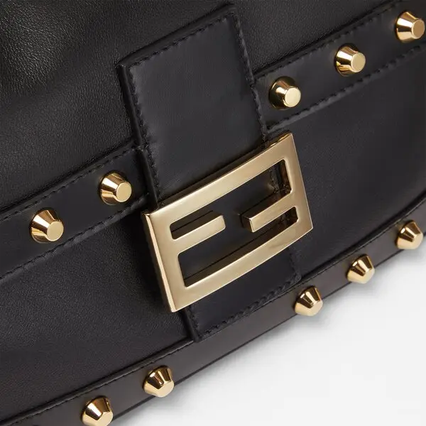 Fendi Baguette® 26424 Black Nappa Leather Bag With Studs